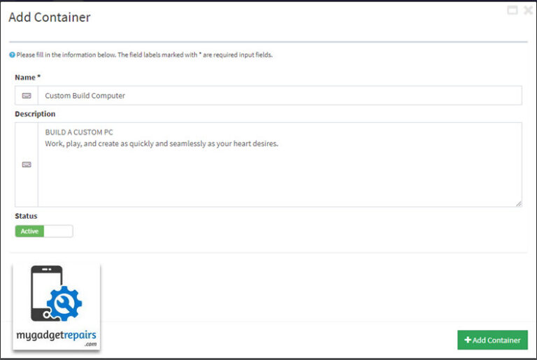 How to set up a Container? | MGR | Knowledge Base